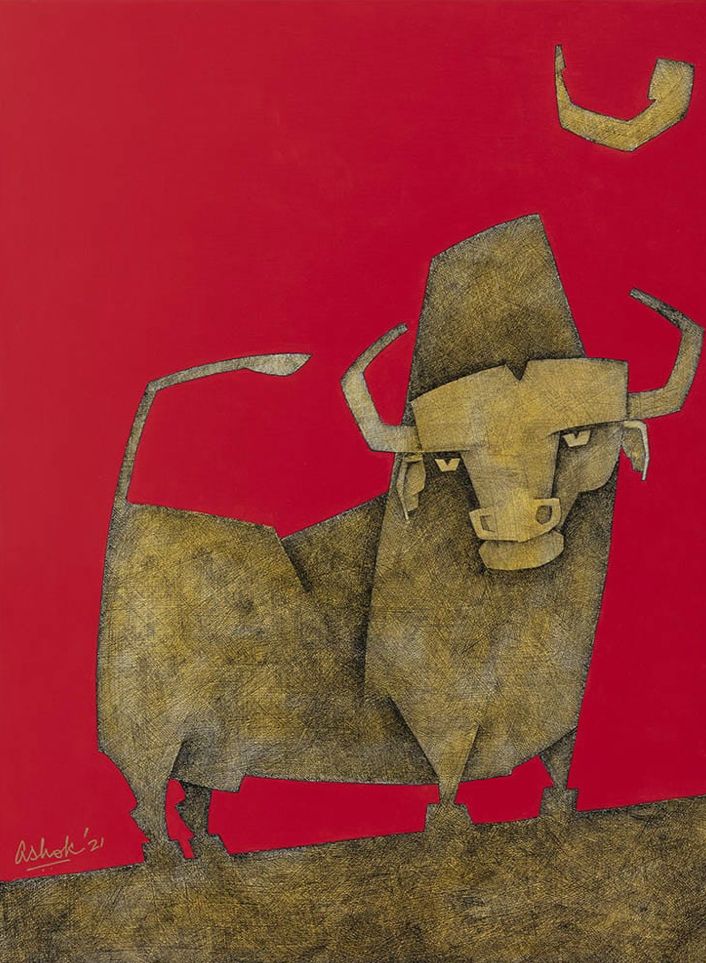 Buy Original Bull 3 Painting online By Ashok Bhowmick | Eikowa