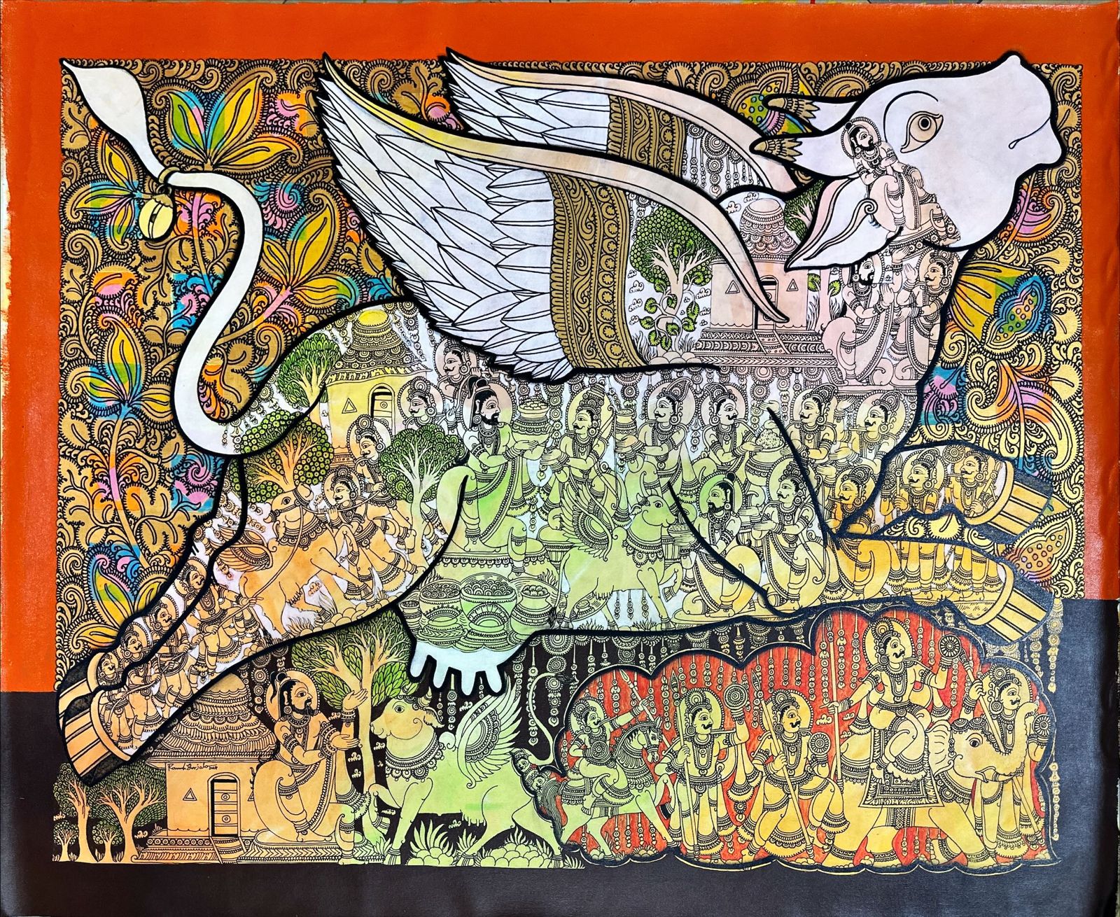 Buy Original Kamadhenu Painting online By Ramesh Gorjala | Eikowa