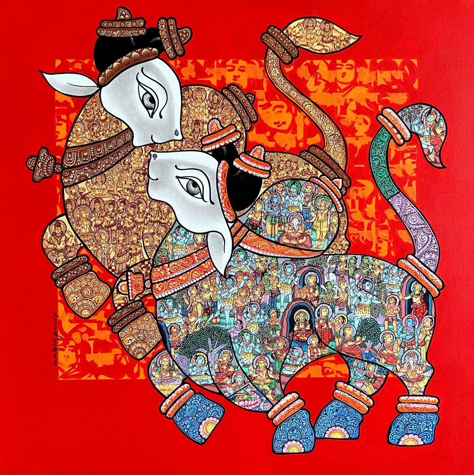Buy Original Dancing Nandi 6 Painting online By Vivek Kumavat | Eikowa