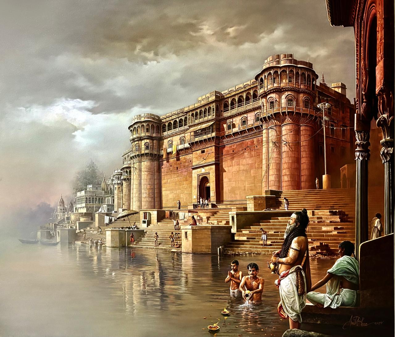 Buy Original Banaras Ghat 10 Painting online By Amit Bhar | Eikowa
