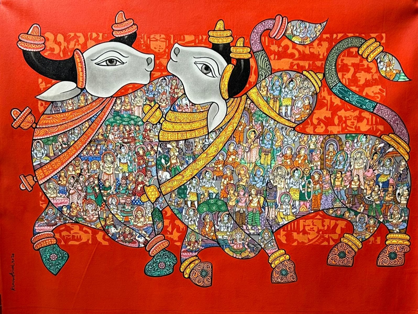 Buy Original Dancing Nandi 9 Painting online By Vivek Kumavat | Eikowa