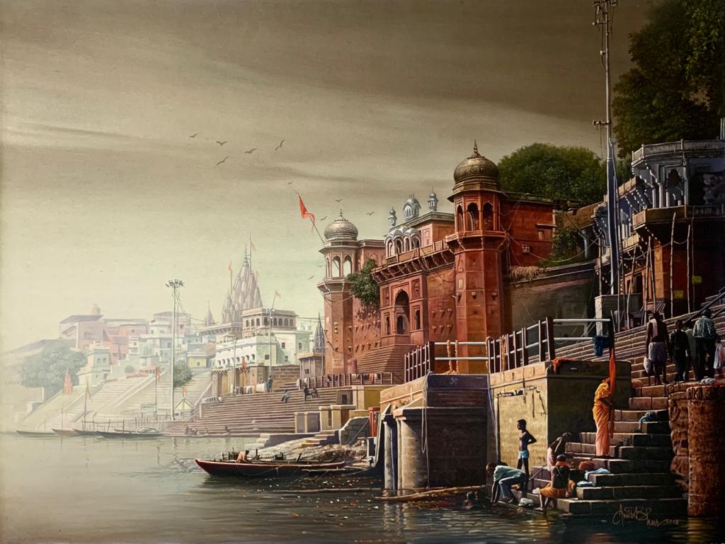 Buy Original Morning at Banaras Ghat Painting online By Amit Bhar | Eikowa