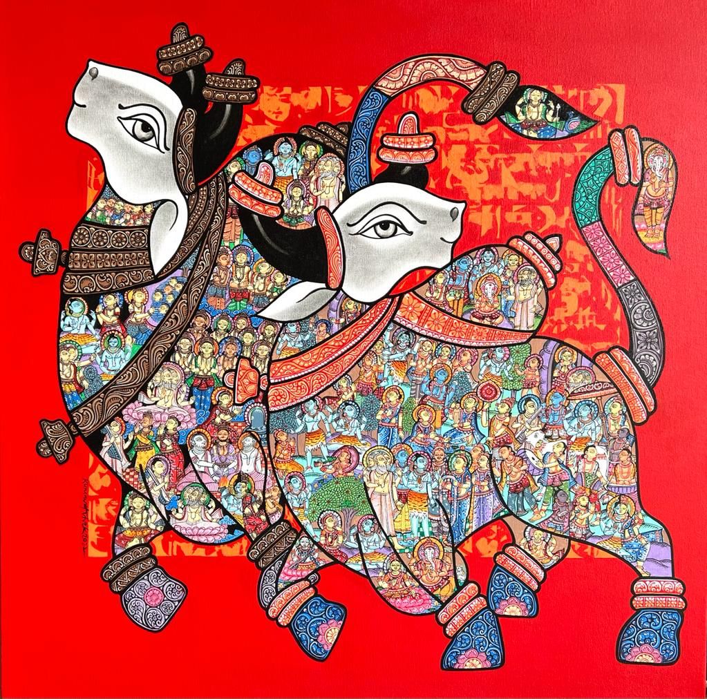 Buy Original Dancing Nandi Painting online By Vivek Kumavat | Eikowa