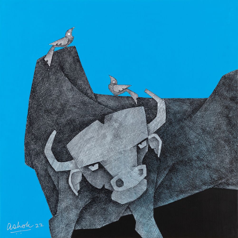 Buy Original Bull Painting online By Ashok Bhowmick | Eikowa